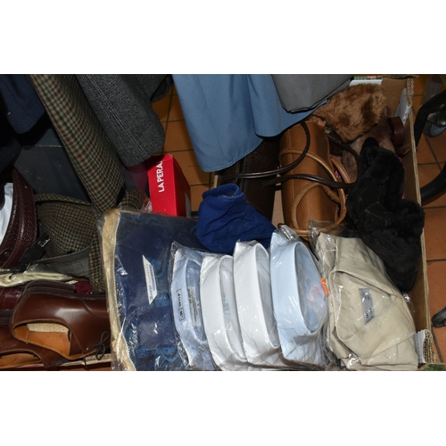 A QUANTITY OF MENS CLOTHES AND ACCESSORIES, approximately one hundred ...