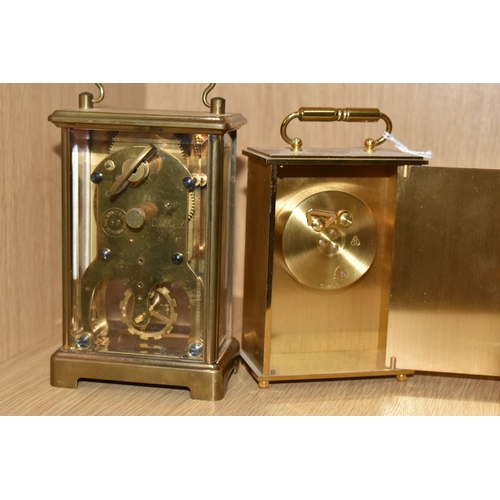 THREE GILT CARRIAGE CLOCKS, comprising two West Germany Schatz & Sohne ...