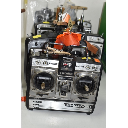 SIX VINTAGE REMOTE CONTROL UNITS comprising Sanwa 'Conquest MKII FM,' a ...