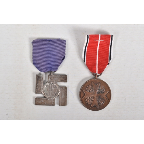 TWO WWII ERA GERMAN AWARDS, to include a SS Long Service medal and an ...
