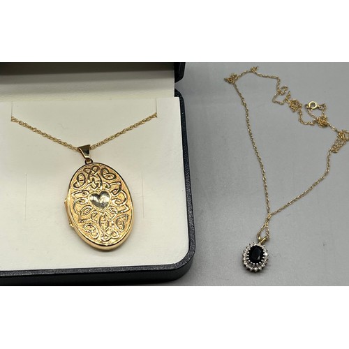 9ct yellow gold locket and chain. Together with a 9ct yellow gold ...