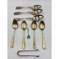 Set of 4 Australian silver spoons together with silver plated flatware ...