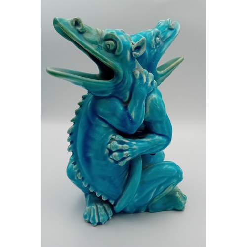 Grotesque art pottery, creatures cradling one another [25cm]