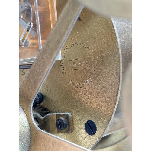 A late 20th century brass spherical weight clock, by Harding & Bazeley ...