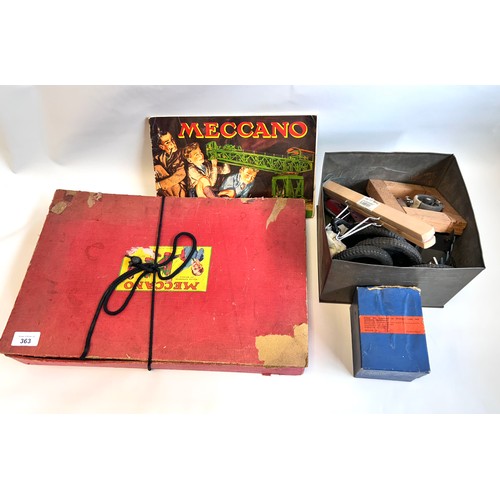 Collection of vintage boxed Meccano with booklet and loose parts
