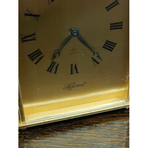 Brass Helveco Swiss 8 day carriage clock