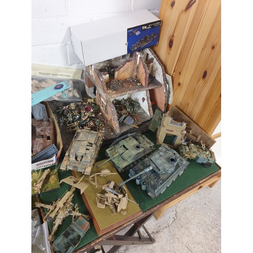 Large Selection Of War Gamers Diaramas And Battle Worn Models ect