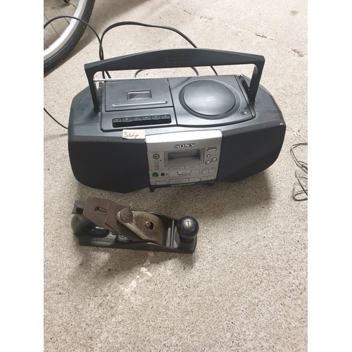 Sony Ghetto Blaster CD/ Cassette Player And Wood workin g Plane