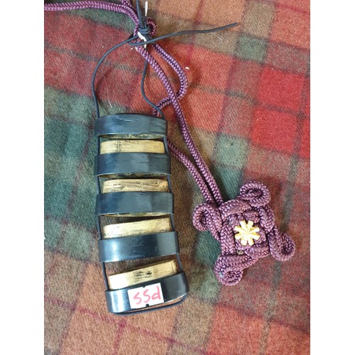 A vintage Japanese Inrow With Braided Decorative Ties