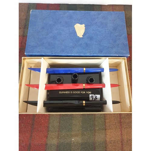 1960s Guinness Advertising Pen Set On Stand In Original Box