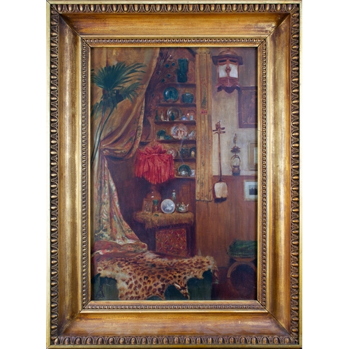 Alfred Morgan (British, 1836 - 1924)Interior with leopard skin and ...