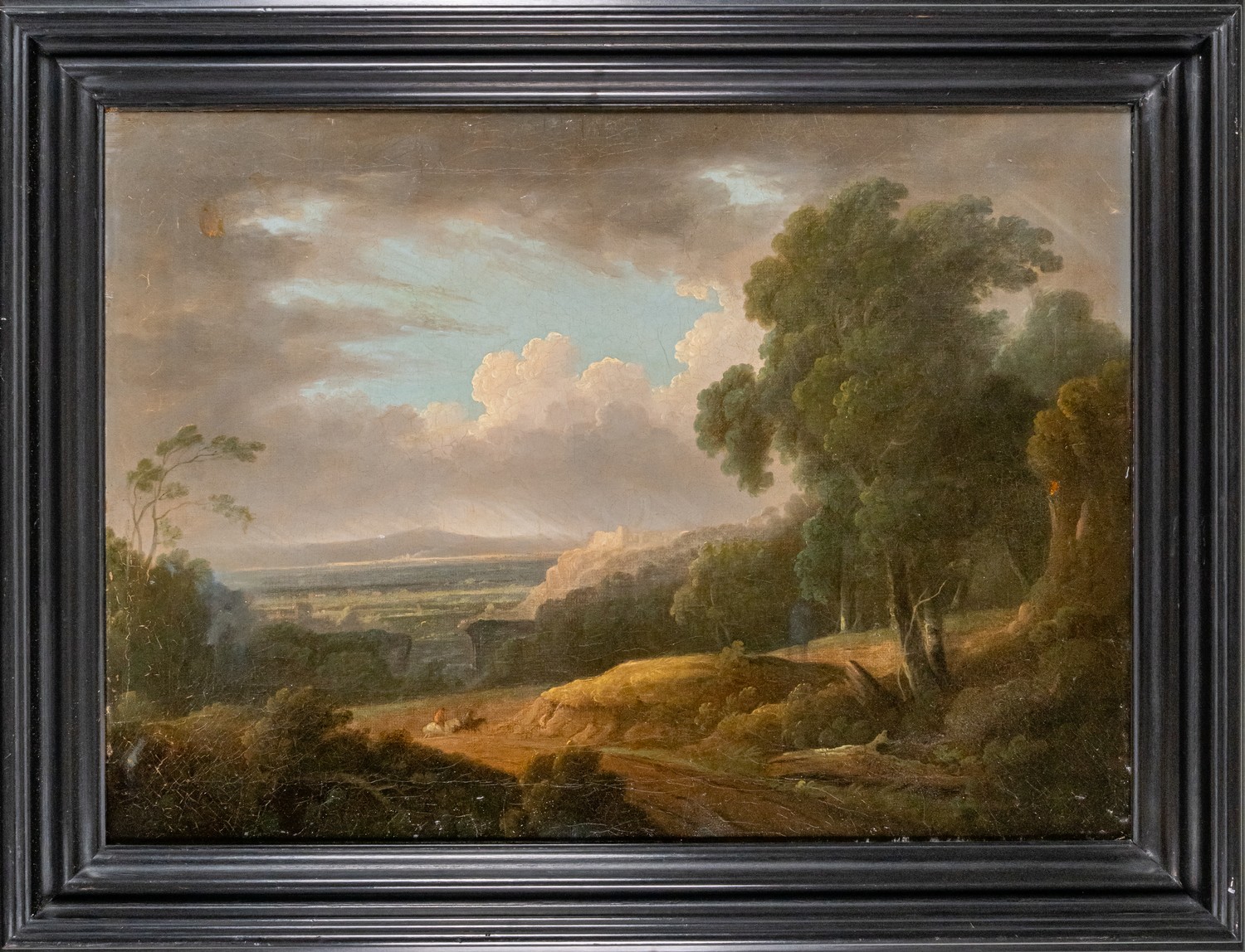 John Rathbone (1745-1807)Woodland with a landscape beyondOil on ...
