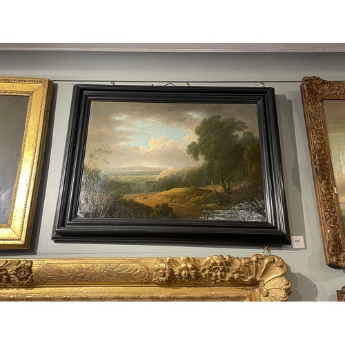 John Rathbone (1745-1807)Woodland with a landscape beyondOil on ...