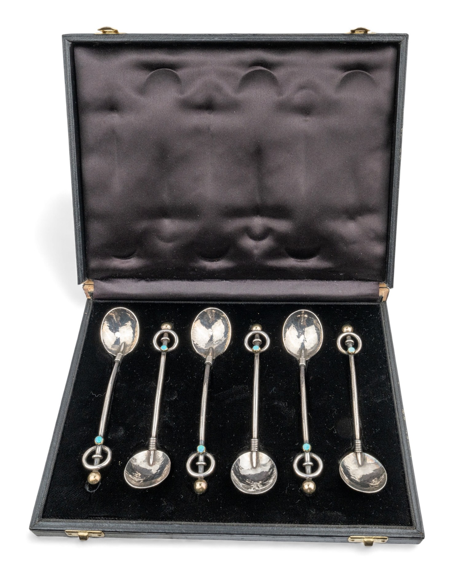 Barbara BertagnolliA set of six handmade silver and gold tea spoons ...