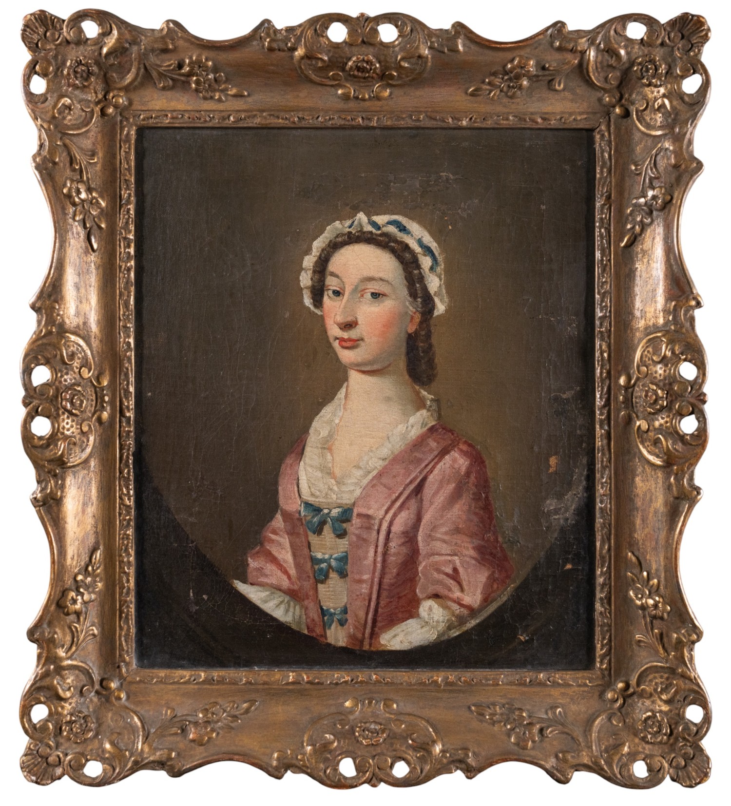 English schoolc. 1740Portrait of a lady, framed in a faux half ...