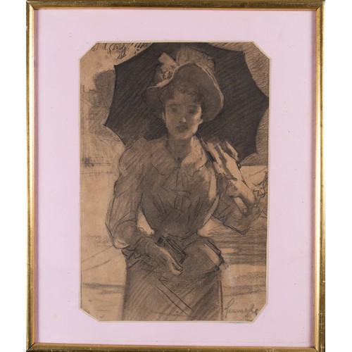 Constant Permeke (Belgian, 1886-1952)Lady with ParasolCharcoal on ...