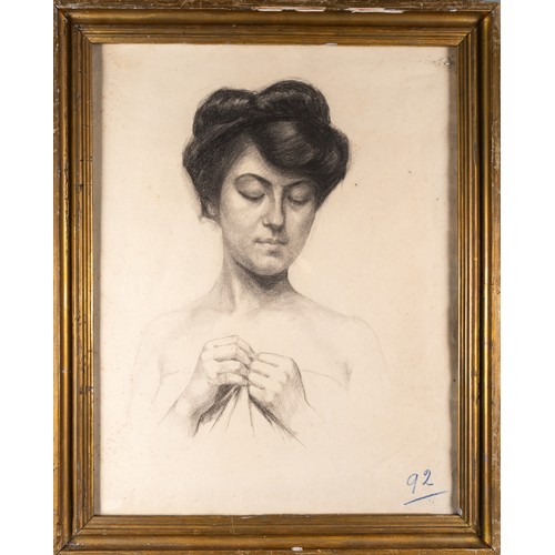 French School, 20th centuryPortrait of a womanCharcoal on ...