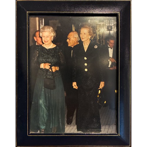 A framed photograph of Baroness Margaret Thatcher and Queen Elizabeth ...
