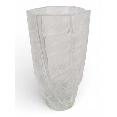 Laliquea frosted glass vaseSigned to baseIn original boxDimensions:9 in ...