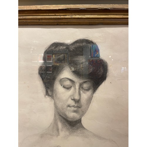 French School, 20th centuryPortrait of a womanCharcoal on ...