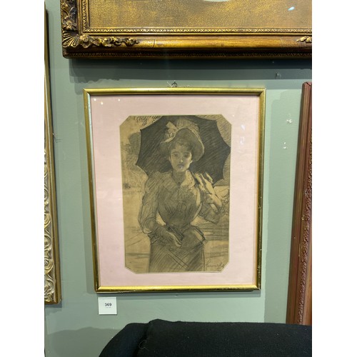 Constant Permeke (Belgian, 1886-1952)Lady with ParasolCharcoal on ...