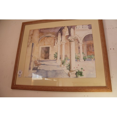 Framed Watercolour architectural work by Richard Akerman (1942-2005 ...
