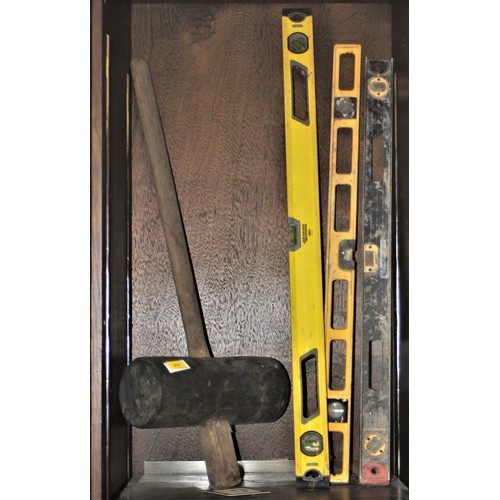 Large Rubber Paving Mallet Plus Three Spirit Levels