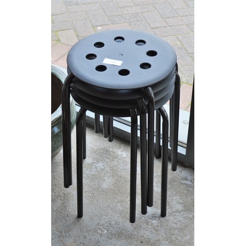 Set of Four Moulded Plastic with Metal Framed Stools approx. 45cm High ...