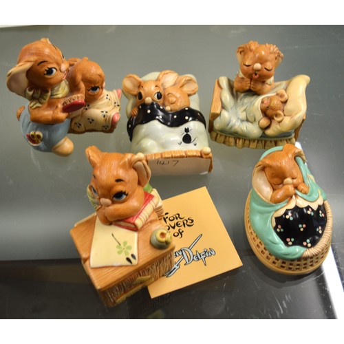 Five Pendelfin Rabbits: Boswell, Victoria, Twins, Dandy, etc