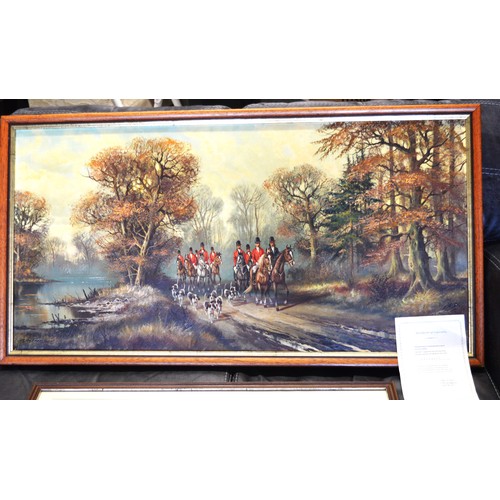 Baumgart Oil on Canvas of a British Hunting Scene with Certificate