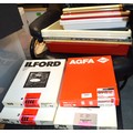 Four Boxes of Agfa and Fuji Photographic Paper and Fifteen Developing Trays