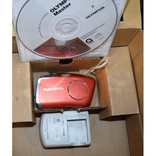 Boxed Olympus U-Mini Digital 4.0 Mega Pixel Camera in Velvet Red with ...
