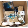 Two Boxes Bric-a-Brac: includes Remington Electric Razors, Hair Dryer, Clock, etc (Speculative Lot)