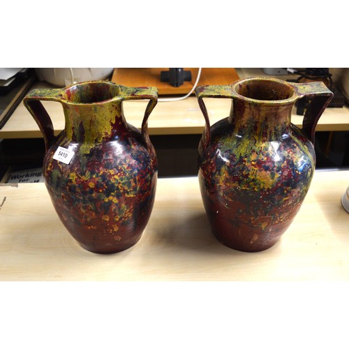 Two Large Dunmore Pottery Mottle Glazed Urns - 12" High