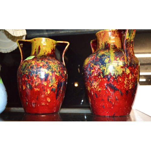 Two Large Dunmore Pottery Mottle Glazed Urns - 12" High