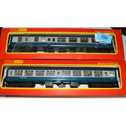 Two Boxed Hornby OO Gauge BR Mark II Carriages in Blue and Grey