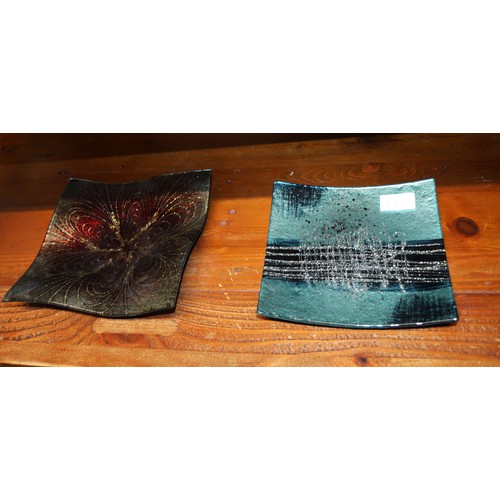Two Colourful Glass Decorative Plates