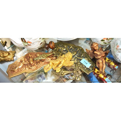 Collection of Gilded Ornamental (Angelic) Plaques, etc