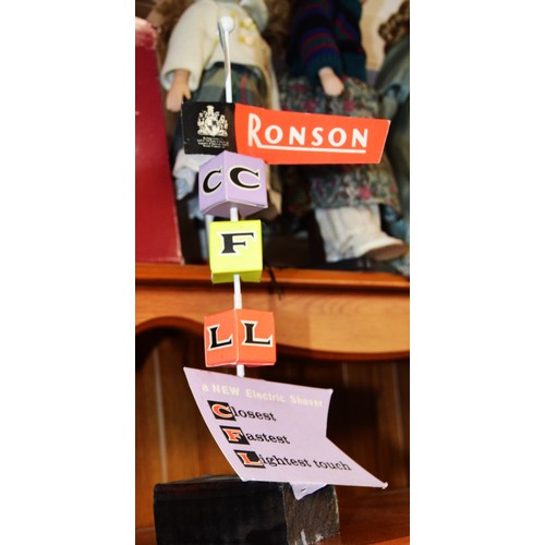 Vintage Cardboard Shop Advertising Display for Ronson