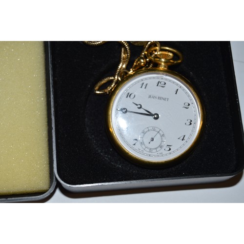 Vintage Art Deco Style Jean Renet Swiss Made Yellow Metal Pocket Watch
