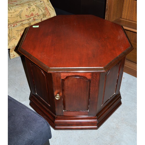 Mahogany Octagonal Topped Storage Unit having One Cupboard