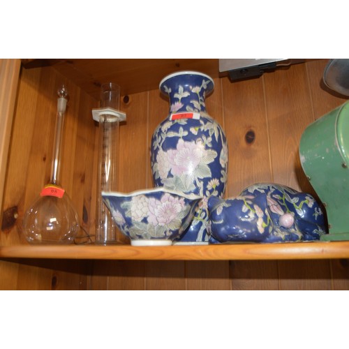 Modern Chinese Blueware Vase and Cat
