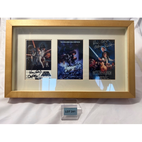 3 x mounted postcards of original Star Wars trilogy, all 3 signed ...