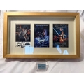 3 x mounted postcards of original Star Wars trilogy, all 3 signed ...