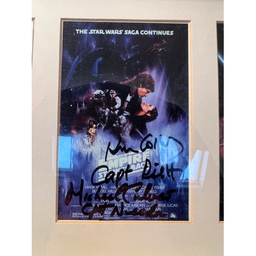 3 x mounted postcards of original Star Wars trilogy, all 3 signed ...