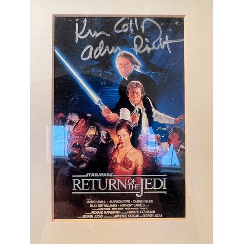 3 x mounted postcards of original Star Wars trilogy, all 3 signed ...