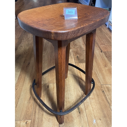 1 of 2 commissioned Robert Thompson Mouseman bar/kitchen stool with ...