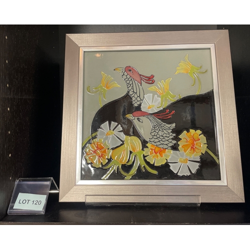 Large, unusual, framed moorcroft tile