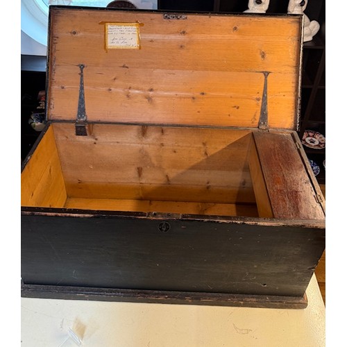 Early pine bedding box with candle box