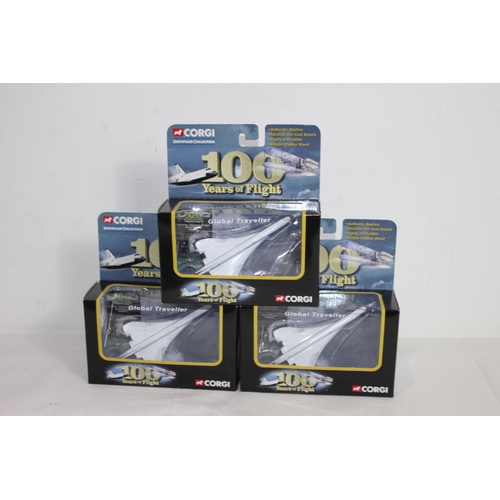 3 X CORGI 100 YEARS OF FLIGHT CONCORDE MODELS